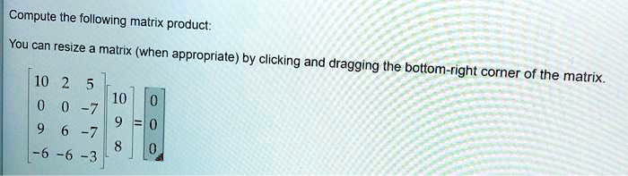 SOLVED: Compute the following matrix product: You can resize the matrix ...