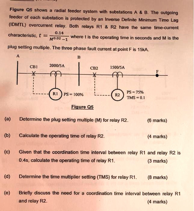 Figure Q5 shows a radial feeder system with substations A B. The ...