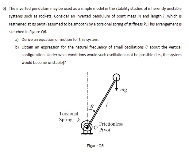 SOLVED: 6) The inverted pendulum may be used as a simple model in the ...