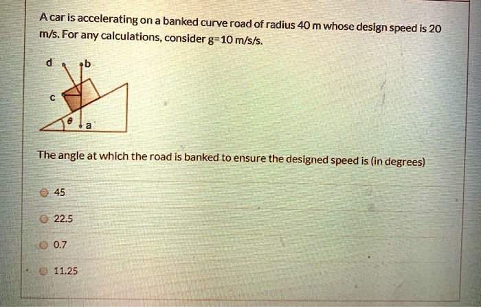acar isacceleratingon a banked curve road of radius 40 m whose design ...