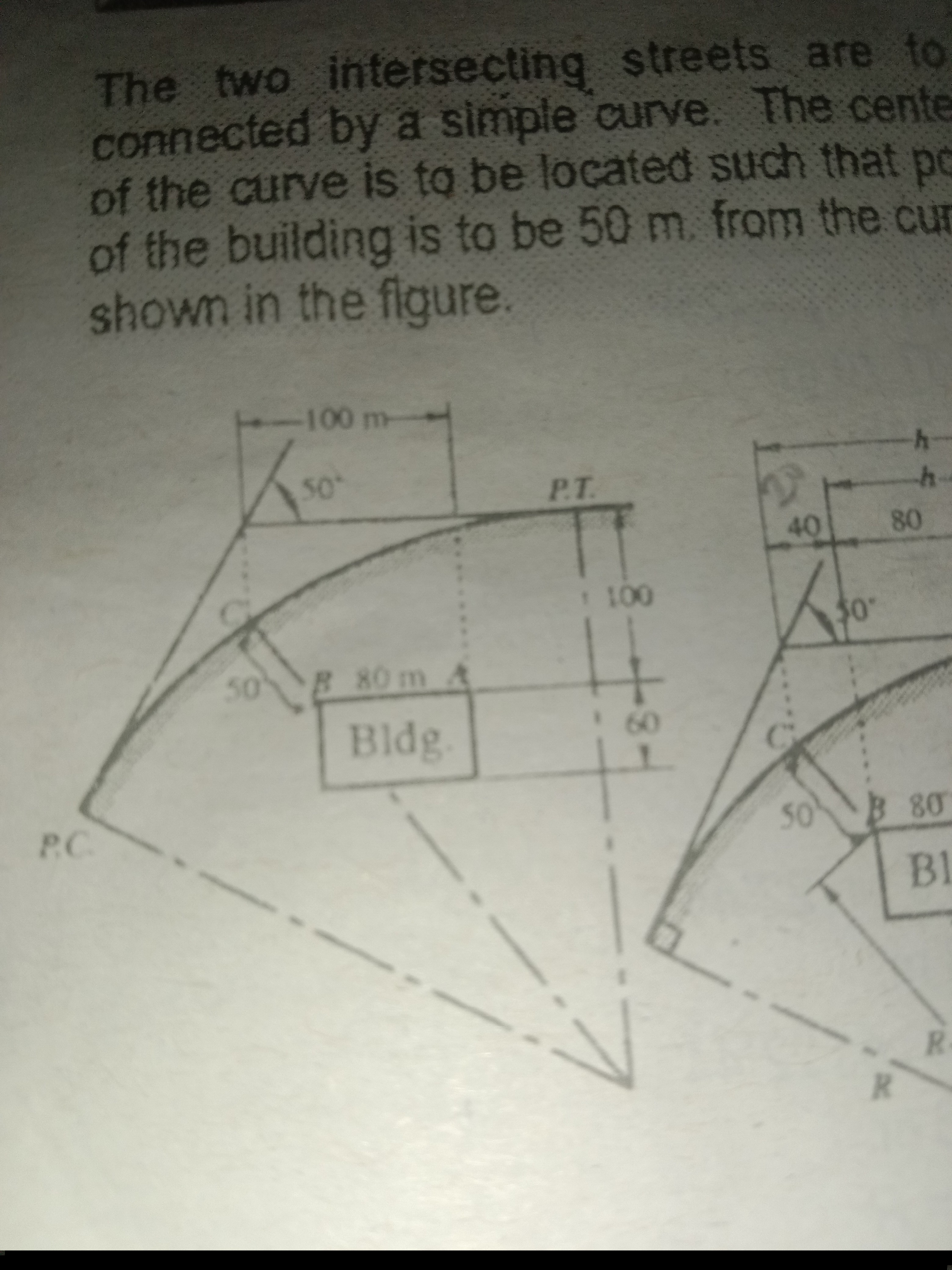 SOLVED: The two intersecting streets are to be connected by a simple ...