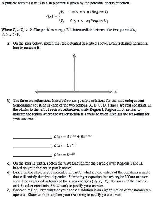 SOLVED: A particle with mass m is in a step potential given by the potential energy function V ...