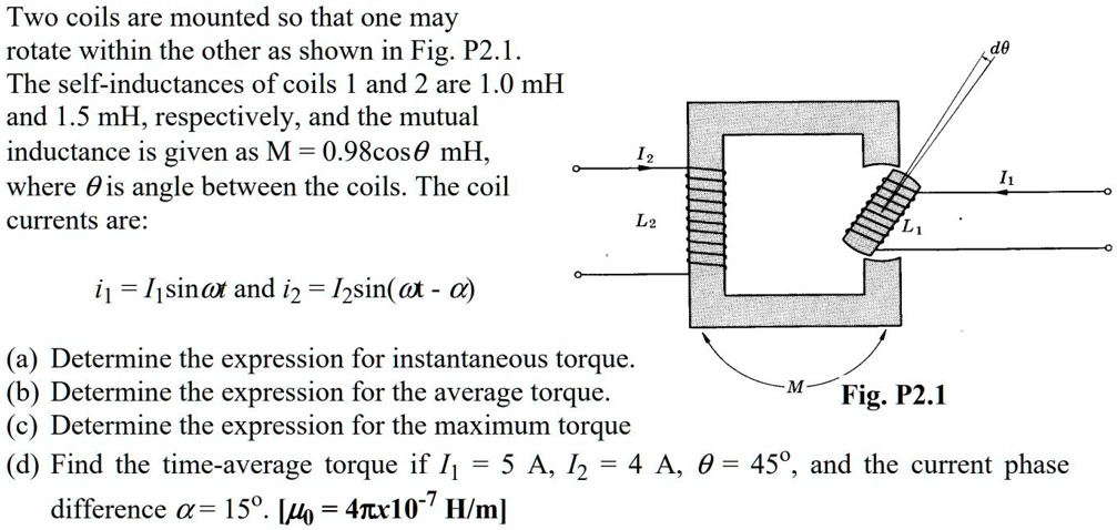 Two coils are mounted so that one may rotate within the other as shown ...