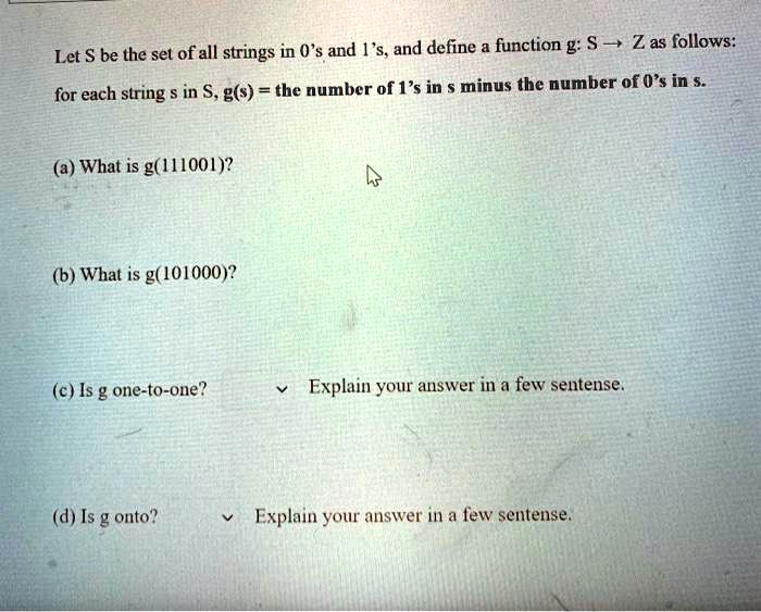 Solved1s And Define And Function G S Z As Follows Let Be The Set Of All Strings In 0s