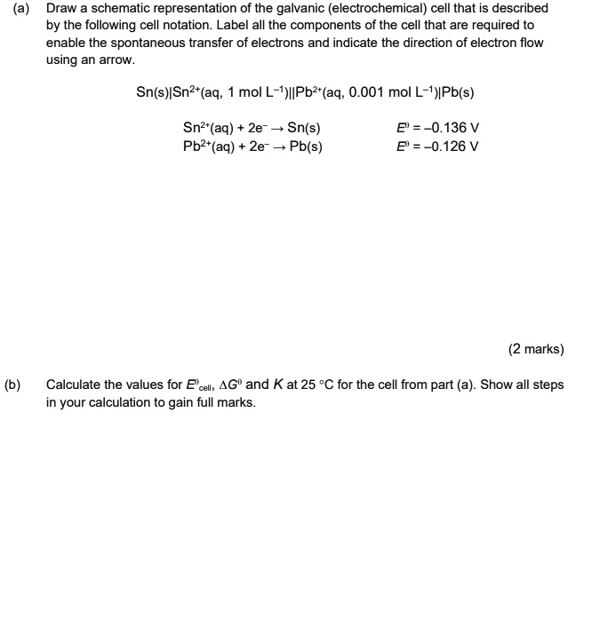 (a) Draw a schematic representation of the galvanic (electrochemical ...