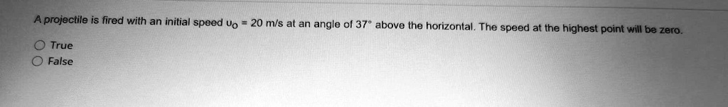 SOLVED: Aprojectile is fired with an initial speed Uo 20 m/s at an angle of 37 above the ...