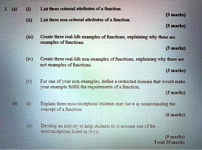 SOLVED:(4) List three criterial attibutes of a function mars) List ...