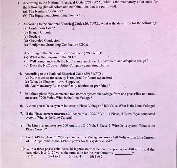 according t0 the national electrical code 207 nec what the mandatory ...