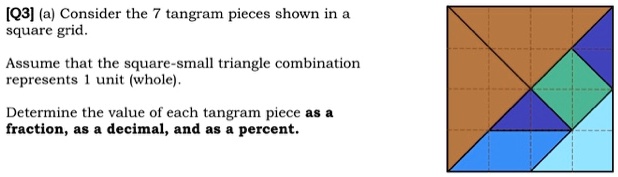 SOLVED: [Q3] (a) Consider the tangram pieces shown in square grid ...