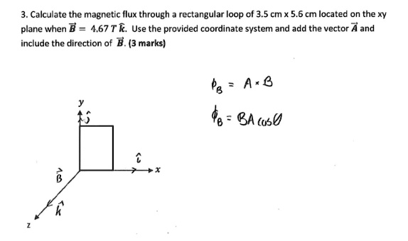 3. Calculate the magnetic flux through a rectangular loop of 3.5 cm x 5 ...