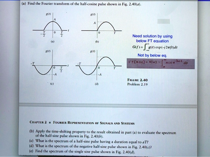 find the fourier transform of the half cosine pulse shown fig 240a need ...