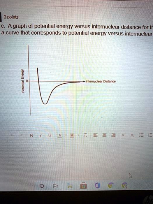 SOLVED: A graph of potential energy versus internuclear distance for a ...