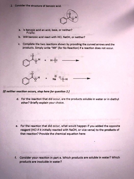 Solved Consider The Structure Benzoic Acid Benzolc Acid An Acid Base Neither Cidic Will