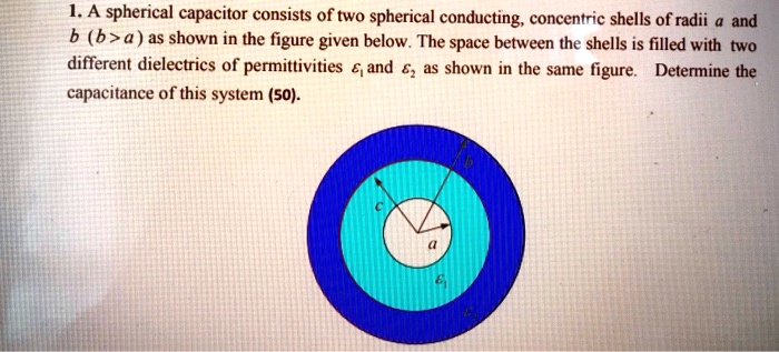 1a spherical capacitor consists of two spherical conducting concentric ...