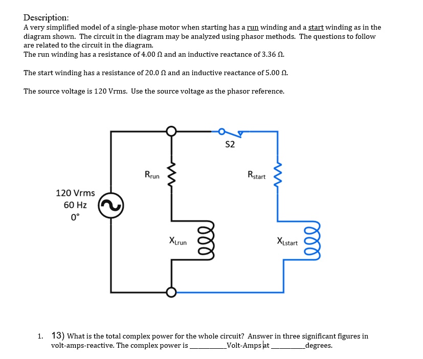 description very simplified model of single phase motor when starting ...