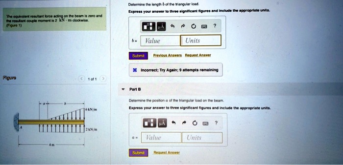 SOLVED: The equivalent resultant force acting on the beam is zero and the resultant couple ...