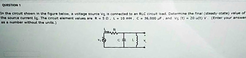 SOLVED: QUESTION1 In the circuit shown in the figure below,a voltage source Vs is connected to ...