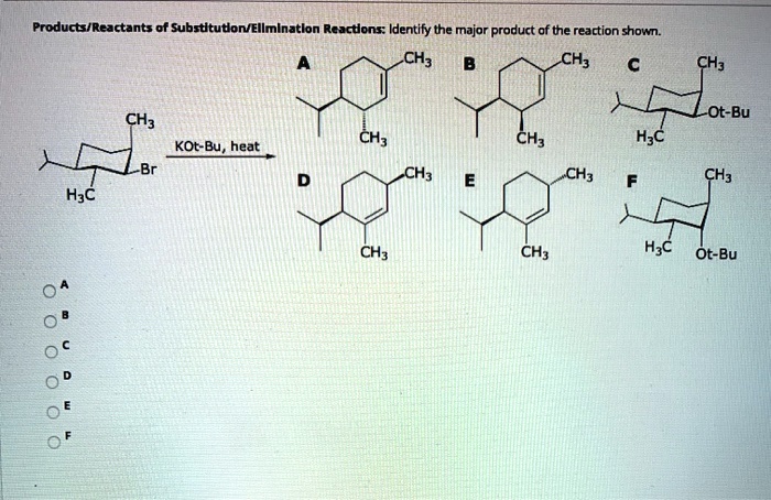 SOLVED: Products/Reactants of Substitution/Elimination Reactions: Identify the major product of ...
