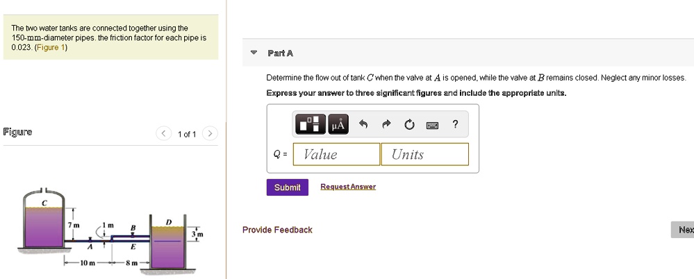 SOLVED: The two water tanks are connected together using the 150-mm-diameter pipes. The friction ...