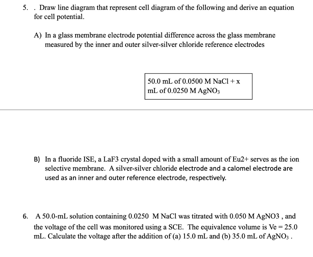 SOLVED: 5. Draw a line diagram that represents the cell diagram of the ...