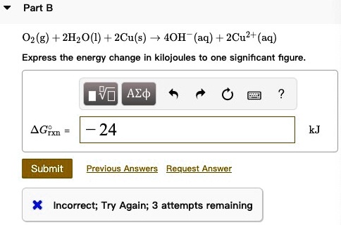 SOLVED: O2 (g) + 2H2O(l) + 2Cu(s) -> 4OH-(aq) + 2Cu2+(aq) Express the ...