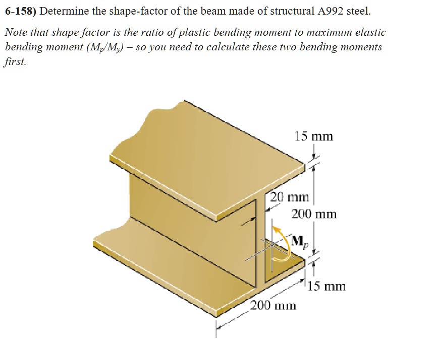 6-158) Determine the shape factor of the beam made of structural A992 ...