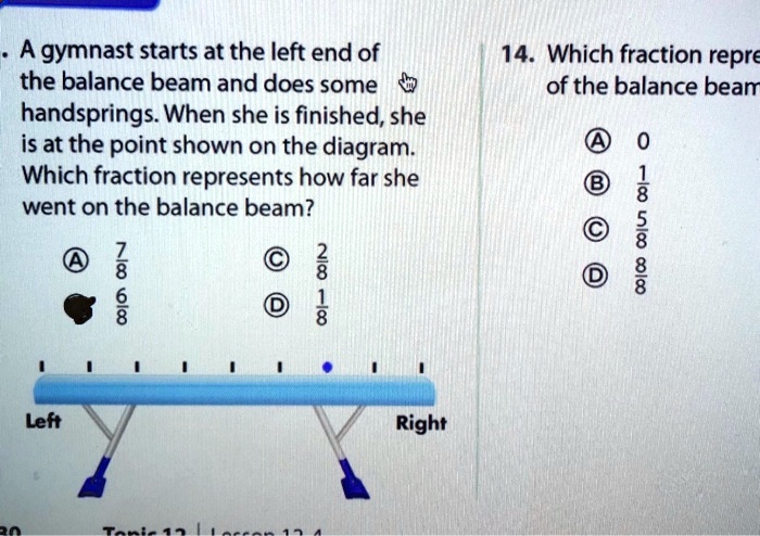 SOLVED: A gymnast starts at the left end of the balance beam and does ...