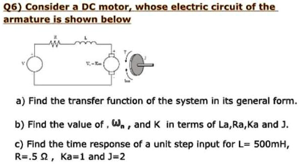 SOLVED: Q6) Consider a DC motor, whose electric circuit of the armature ... SOLVED: Q6) Consider a DC motor, whose electric circuit of the armature ...