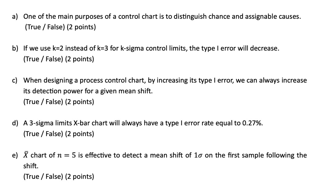 a one of the main purposes of a control chart is to distinguish chance ...