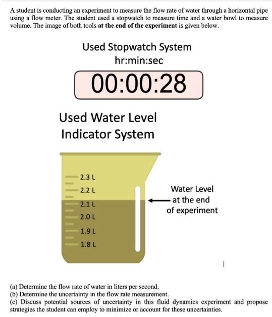 SOLVED: A student is conducting an experiment to measure the flow rate ...