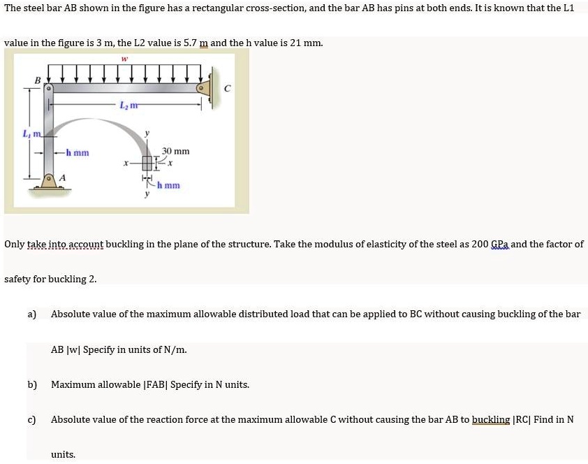 SOLVED: The steel bar AB shown in the figure has a rectangular cross ...
