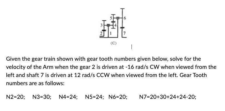 6 3 21 7 c given the gear train shown with gear tooth numbers given ...