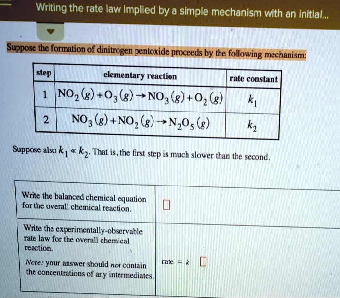 Writing the rate law implied by a simple mechanism with an initial ...