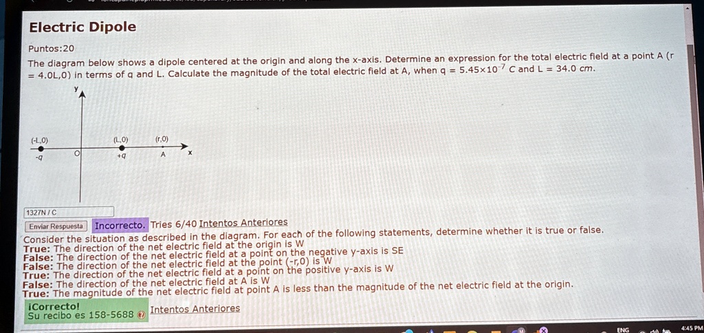 electric dipole puntos20 the diagram below shows a dipole centered at ...