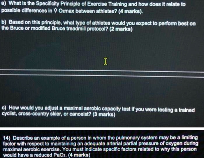 SOLVED: a) What is the Specificity Principle of Exercise Training and ...