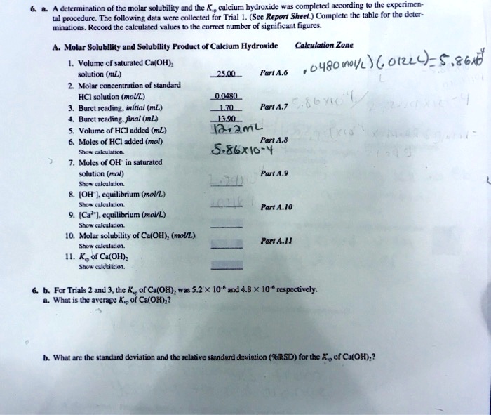 SOLVED:Jctcrination of th molur solubility end the K Calcium hydroxidc ...