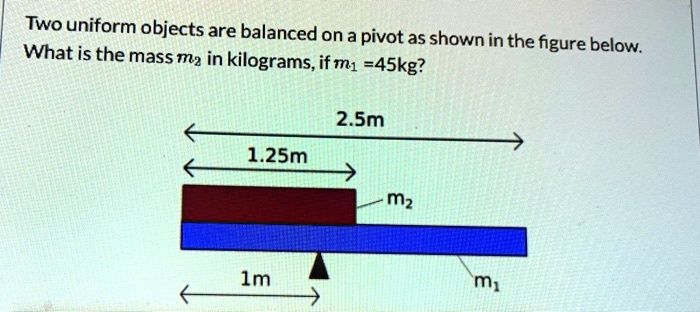 Two uniform objects are balanced on a pivot as shown in the figure below. What is the mass m2 in ...