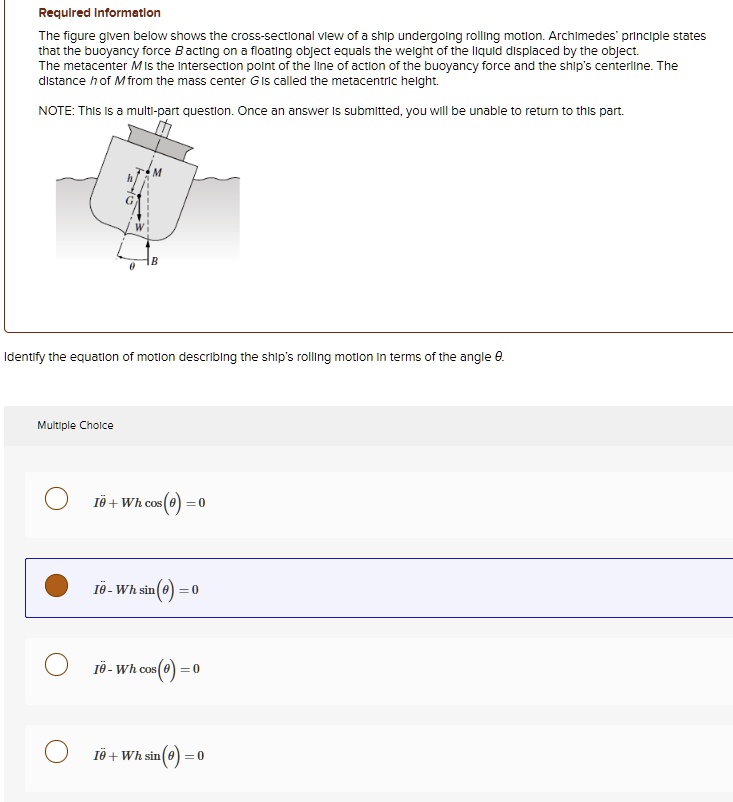 Required Information The figure given below shows the cross-sectional view of a ship undergoing ...