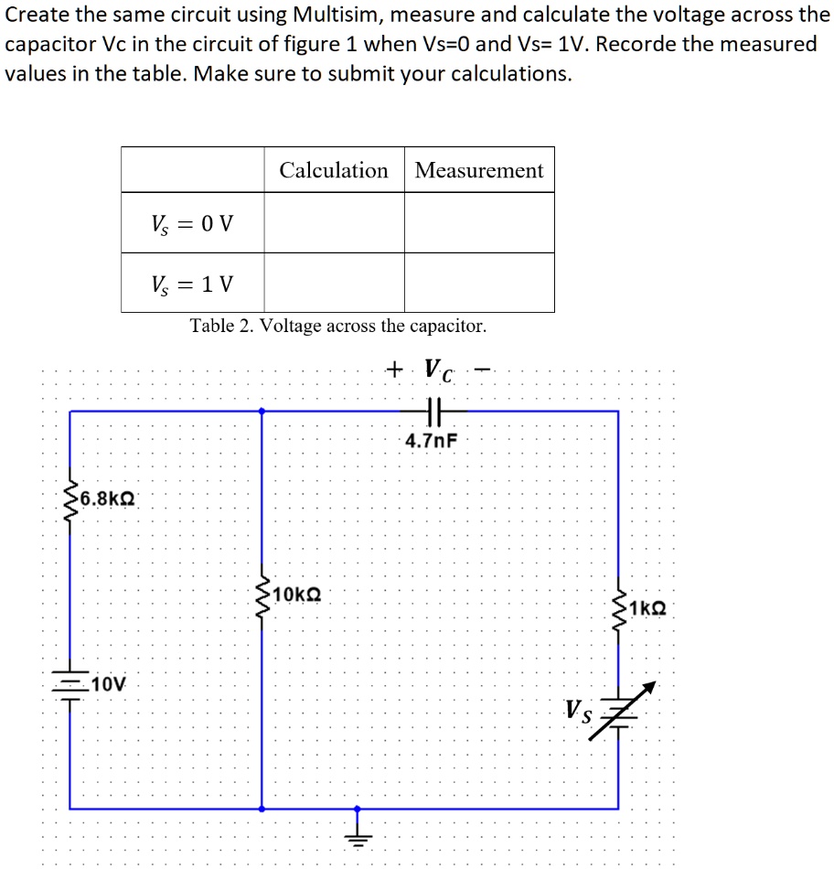 SOLVED: Create the same circuit using Multisim, measure and calculate the voltage across the ...
