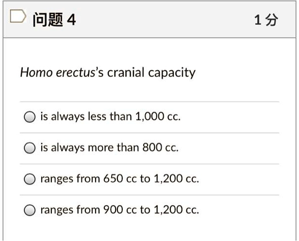 VIDEO solution: Homo erectus's cranial capacity is always less than ...