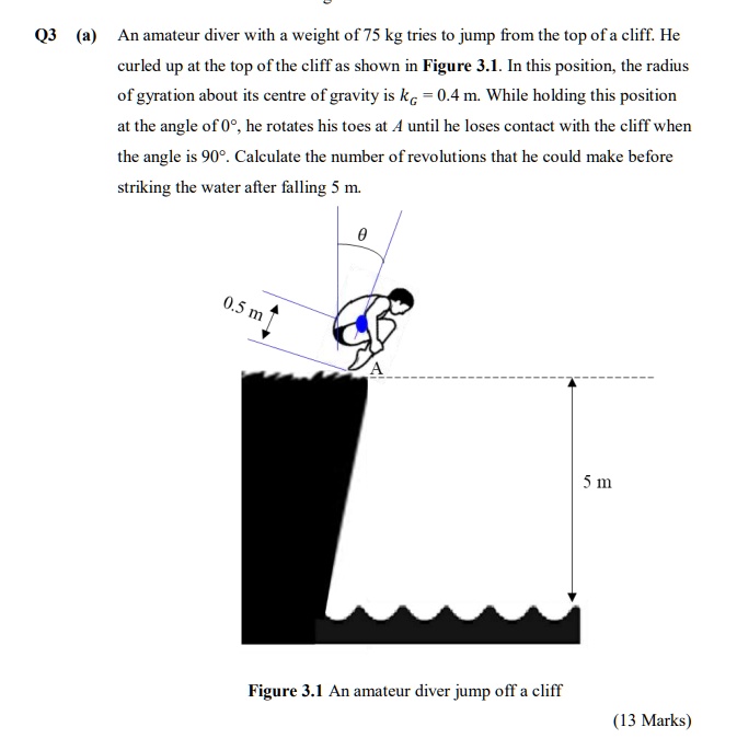 SOLVED: Q3 (a) An amaleur diver with weight of 75 kg tries to jump from ...