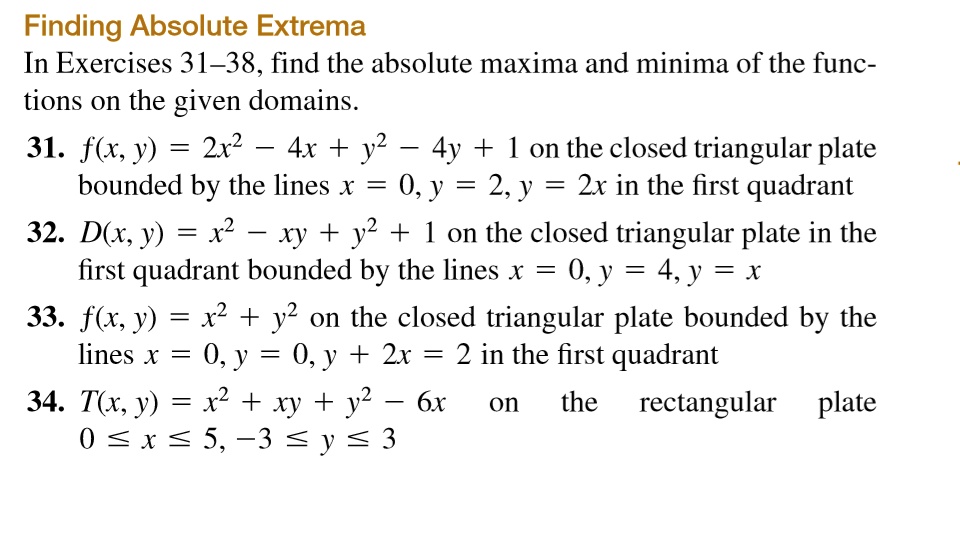 finding absolute extrema in exercises 31 38 find the absolute maxima ...