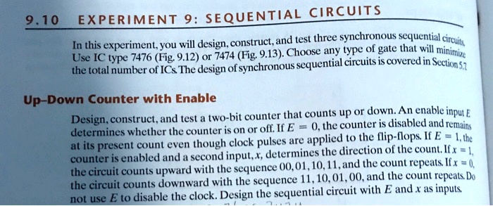 SOLVED: 9.10 EXPERIMENT 9: SEQUENTIAL CIRCUITS Up-Down Counter with Enable The circuit counts ...