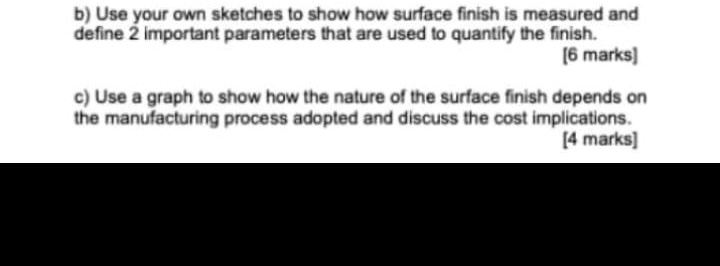 SOLVED: b) Use your own sketches to show how surface finish is measured ...