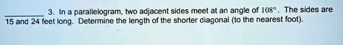 in a parallelogram two adjacent sides meet at an angle of 1089 the ...