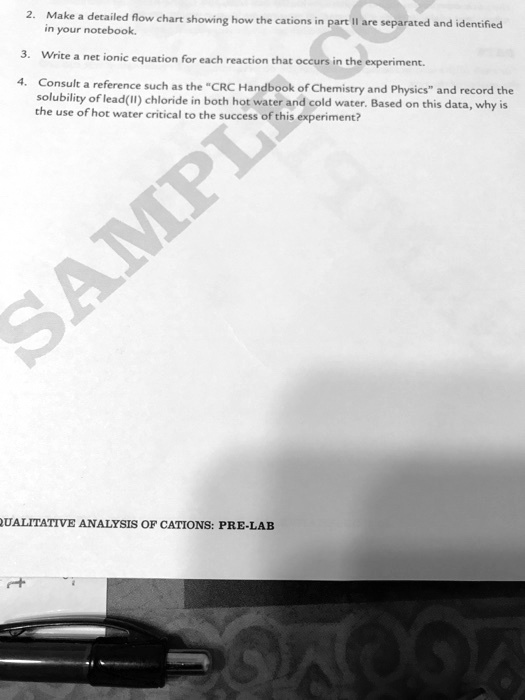 2. Make a detailed flow chart showing how the cations in part II are ...