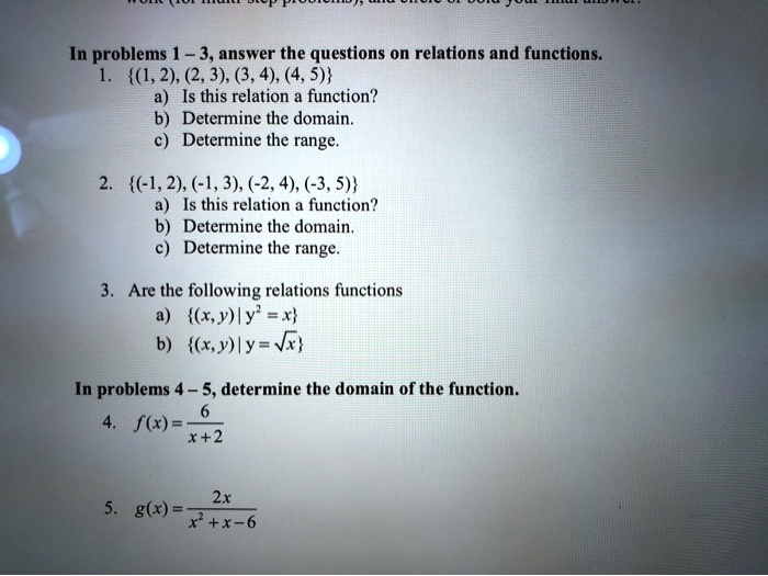 in problems 1 3 answer the questions on relations and functions 122334 45 is this relation a ...