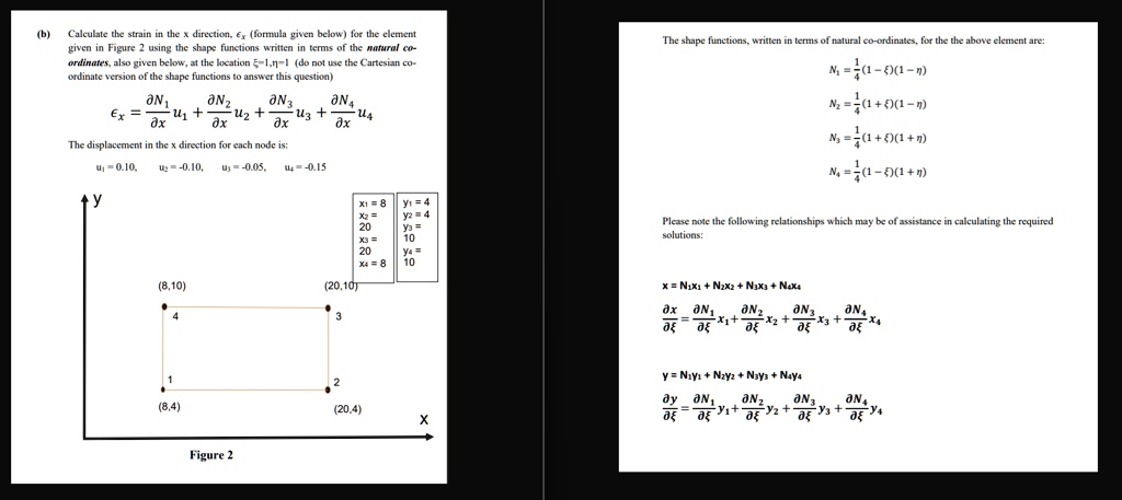 Calculate the strain in the x-direction using natural coordinates ...