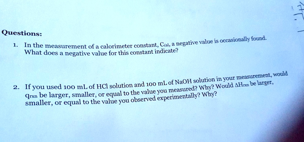 questions negative value is occasionally found in the measurement of a ...