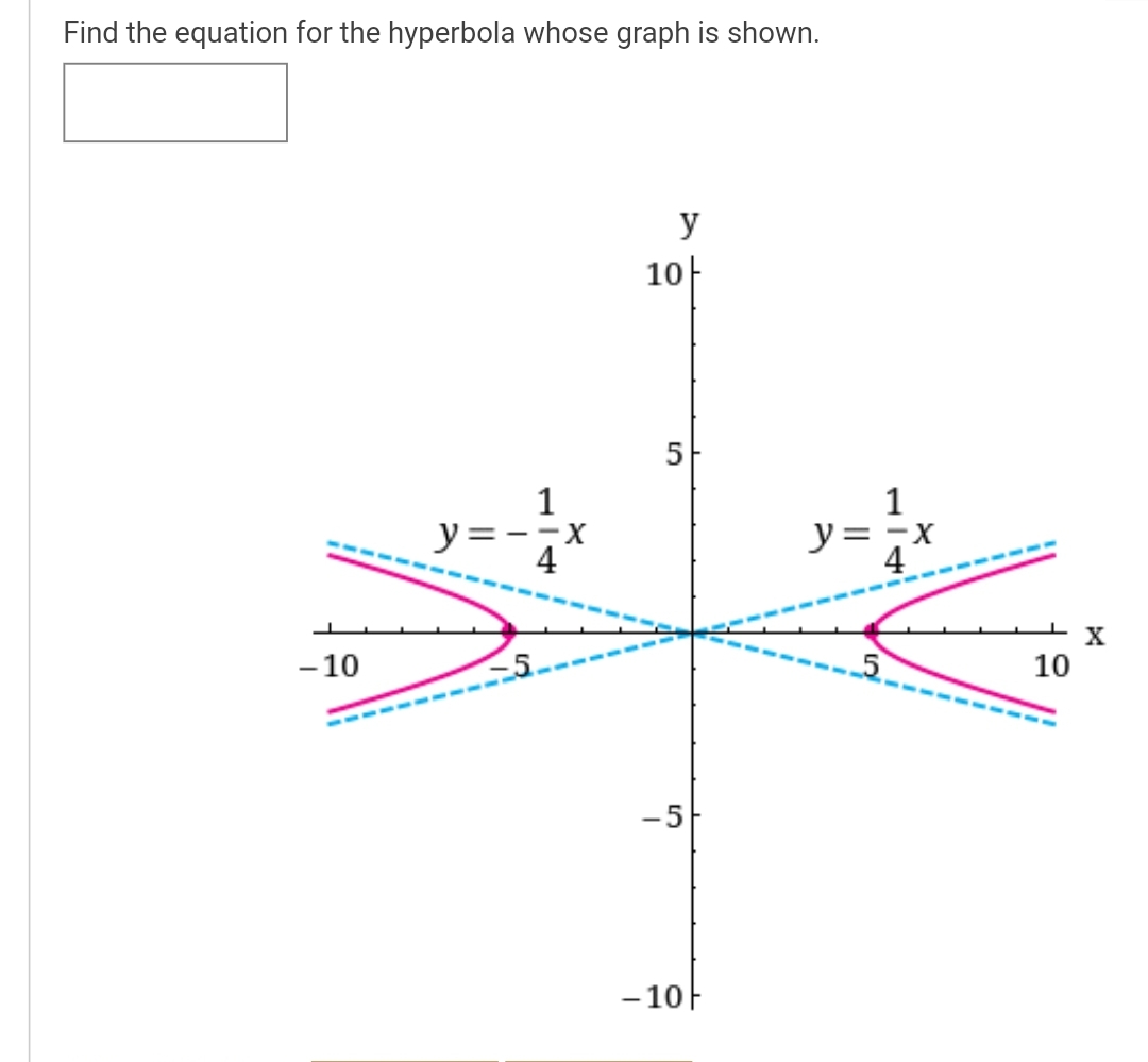 SOLVED: Find the equation for the hyperbola whose graph is shown.